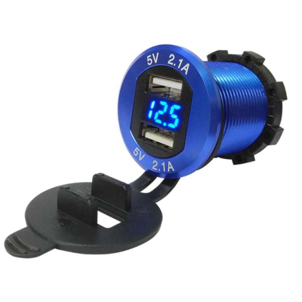 Πρίζα φωτιζόμενη διπλή USB με βολτόμετρο » Kouskoukis